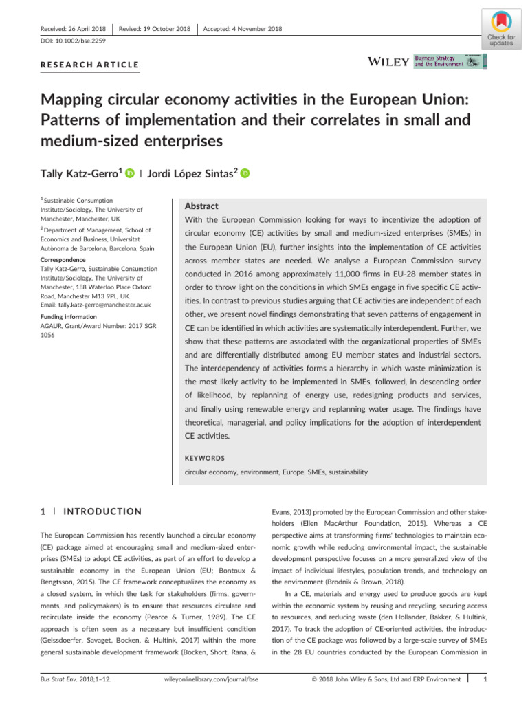 Mapping Circular Economy Activities in The European Union | PDF | Small ...