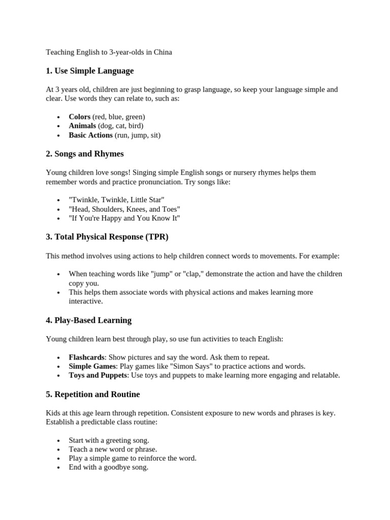 Teaching English To 3 Years Old Students in China | PDF | English ...