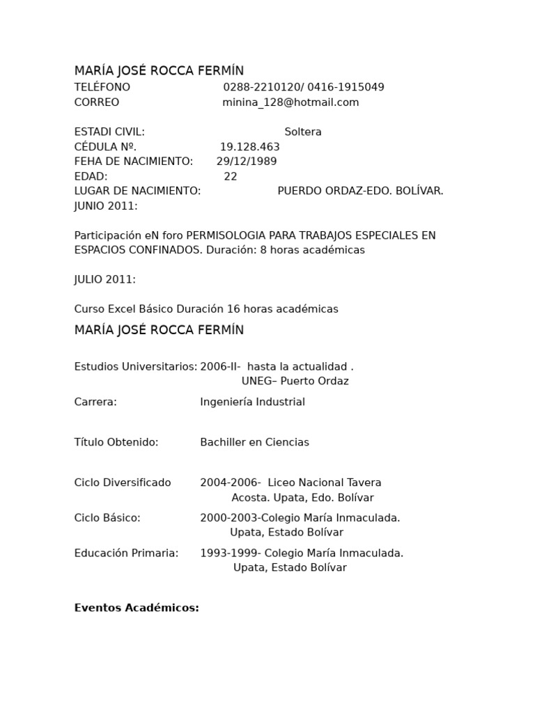 Perfil Académico de María José Rocca | PDF