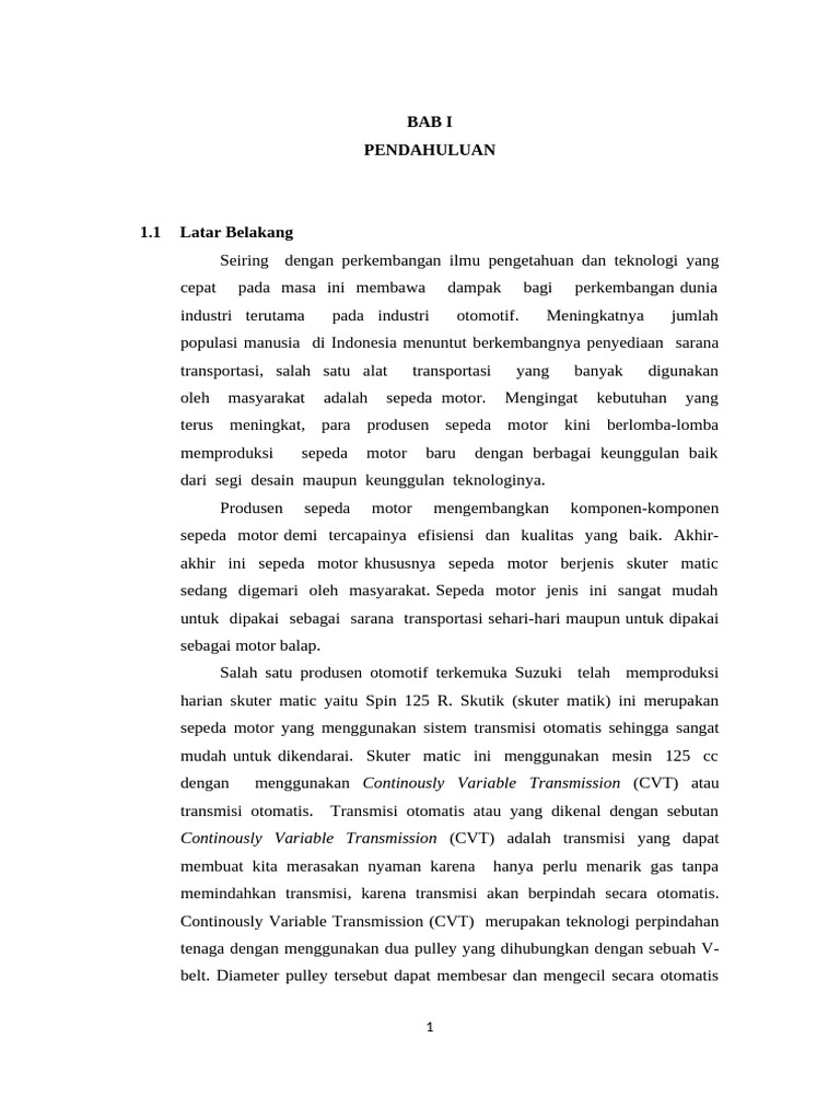 PERAWATAN FILTER DAN CVT MOTOR MATIC HANDY ADITIA | PDF