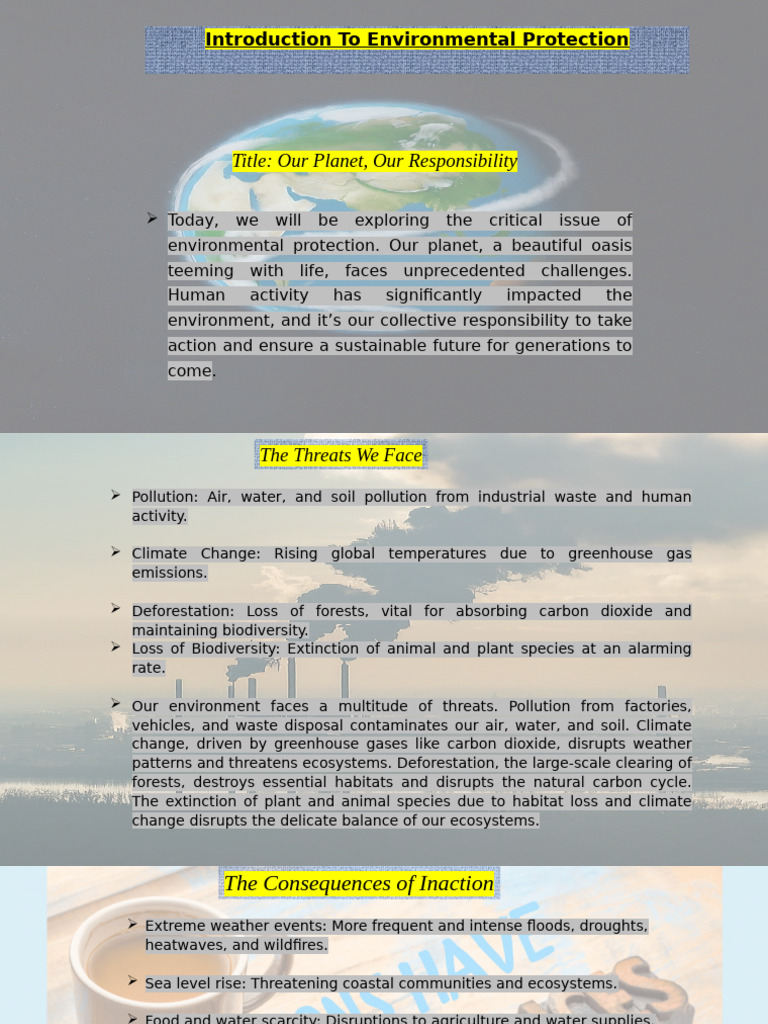 Introduction To Environmental Protection - PPTX Mid Term | PDF | Sustainability | Deforestation