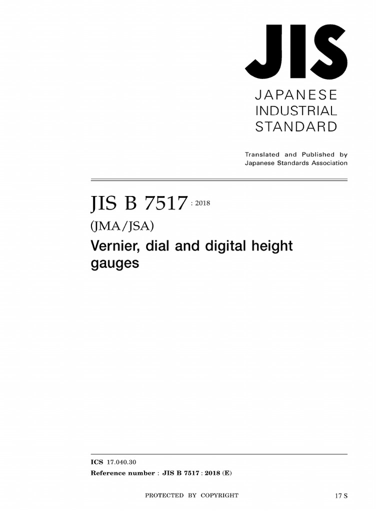 JIS B 7517:2018 Height Gauges Standard | PDF | Metrology | Significant ...