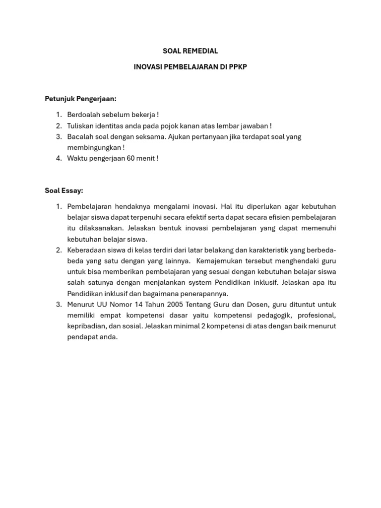 SOAL REMEDIAL | PDF