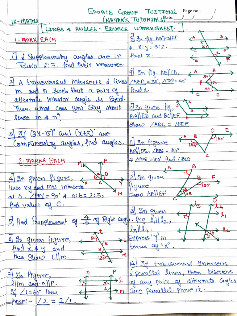 6a.ix-Cbse-Maths-Ch-6-Lines & Angles-Dec Jan Revision-Eduace Worksheet ...