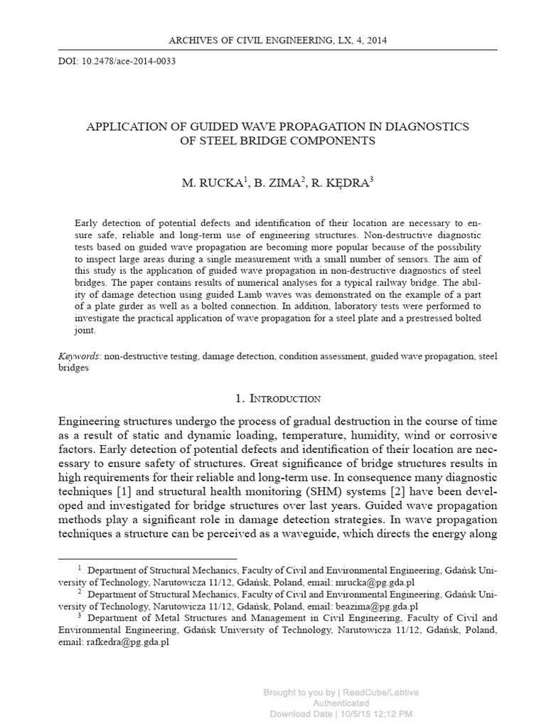 Application Of Guided Wave Propagation In Diagnost Pdf Waves Wavelength