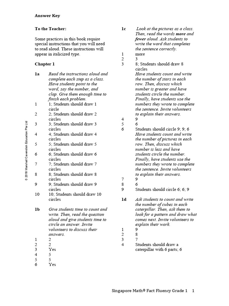 Singapore-Math-®-Fact-Fluency-Grade-1-Answer-Key | PDF