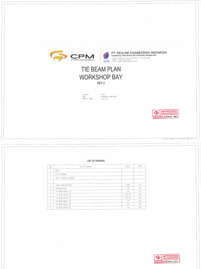 TIE BEAM PLAN WORKSHOP BAY - Rev. 2 APPROVED | PDF