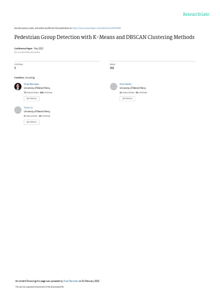 Pedestrian Group Detection With K Means and DBSCAN Clustering Methods | PDF | Cluster Analysis ...
