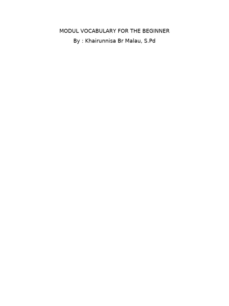 Modul Vocabulary For The Beginner | PDF