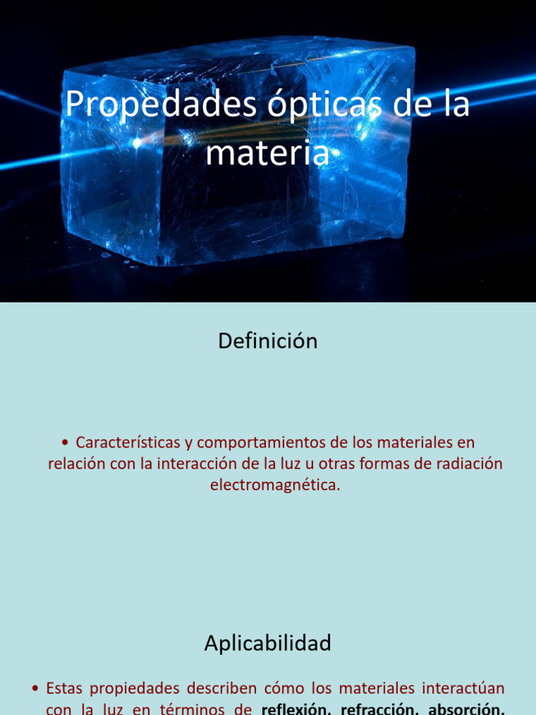 1 - Pres Propiedades ópticas | PDF | Absorción (radiación ...