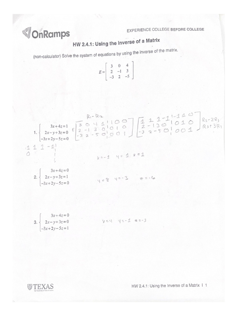 2.4.1 Inverse Matrix | PDF