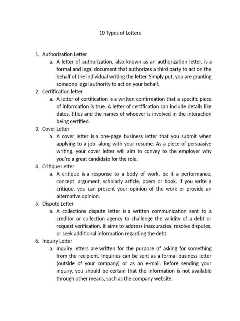 10 types of letters | PDF