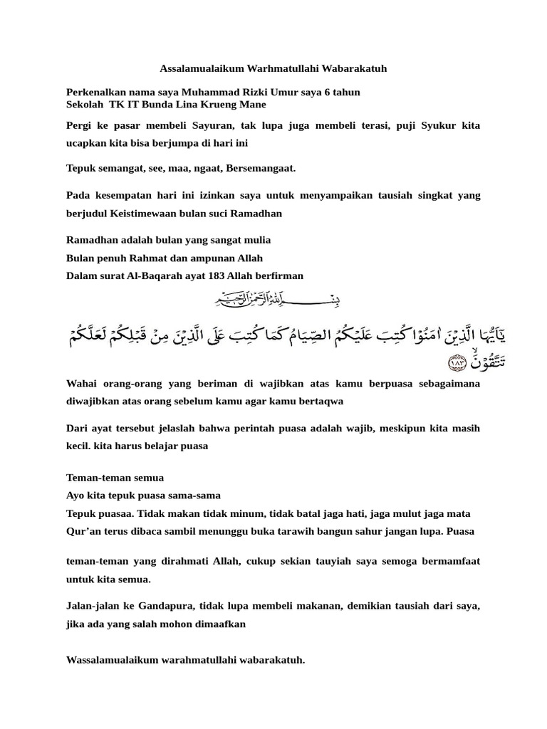 Teks Pidato Muhammad Rizki | PDF