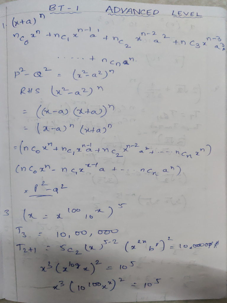 Advanced Level Math Equations | PDF