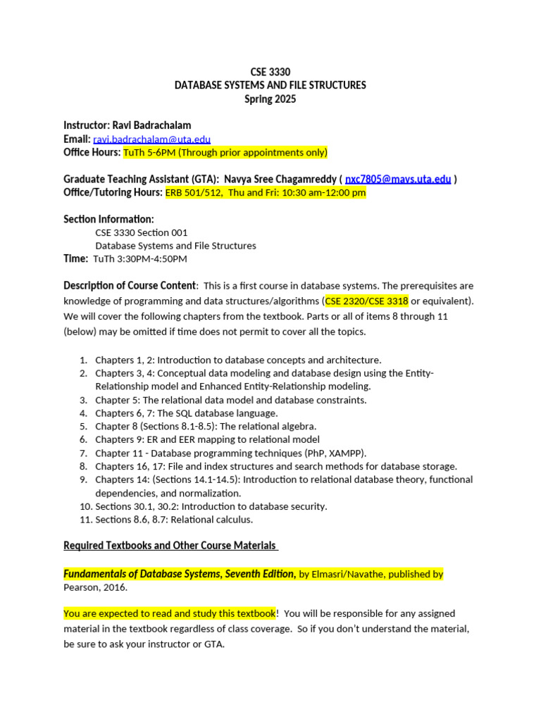 2025 Spring - 2252 Cse 3330 001 | PDF | Databases | Relational Database
