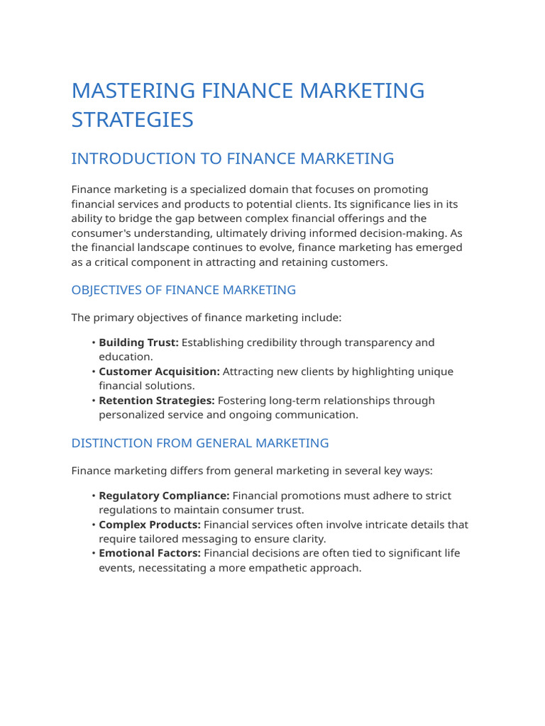 Finance Marketing Strategies Explained | PDF | Marketing | Artificial ...