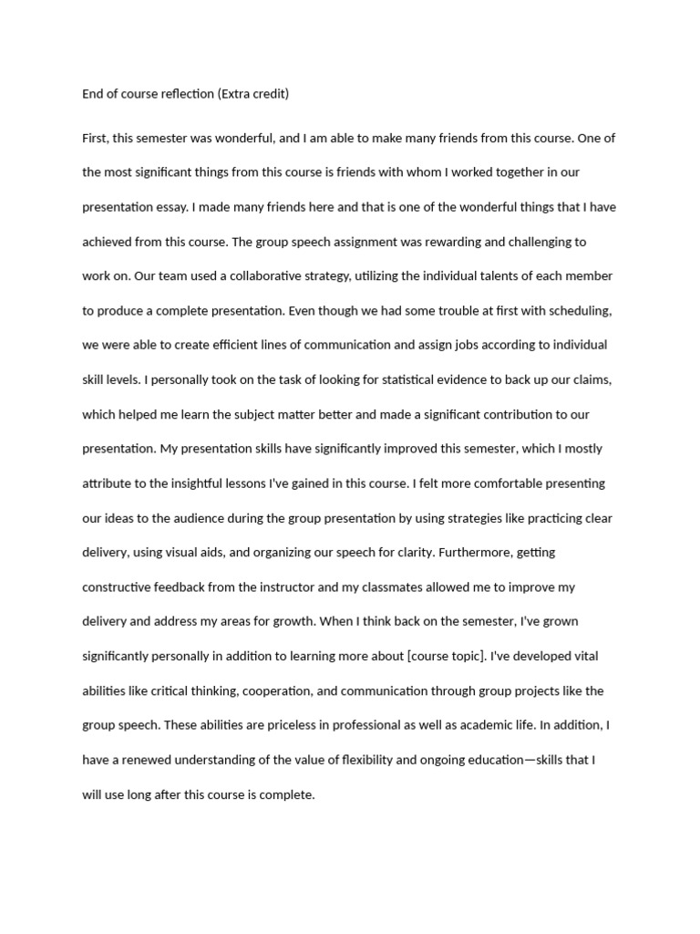 End of course reflection | PDF