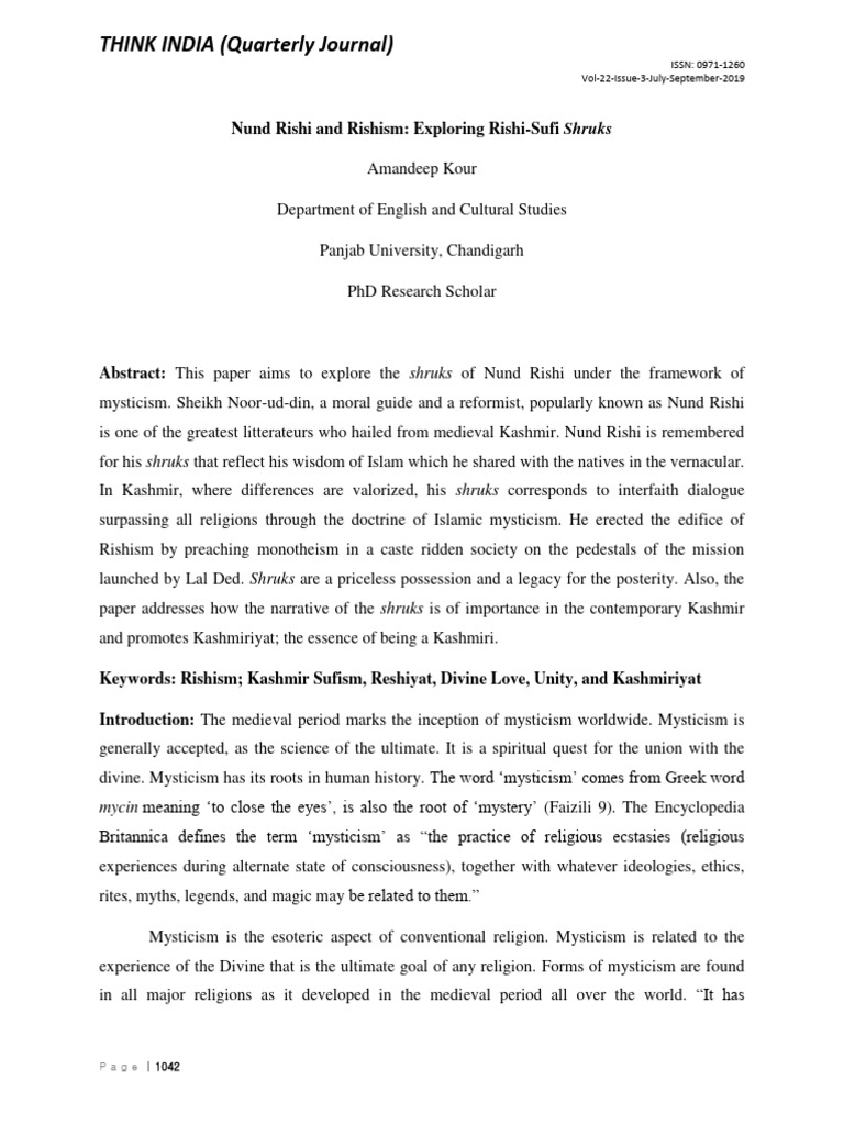 Nund Rishi and Rishism Exploring Rishi Sufi Order | PDF | Sufism | Mysticism