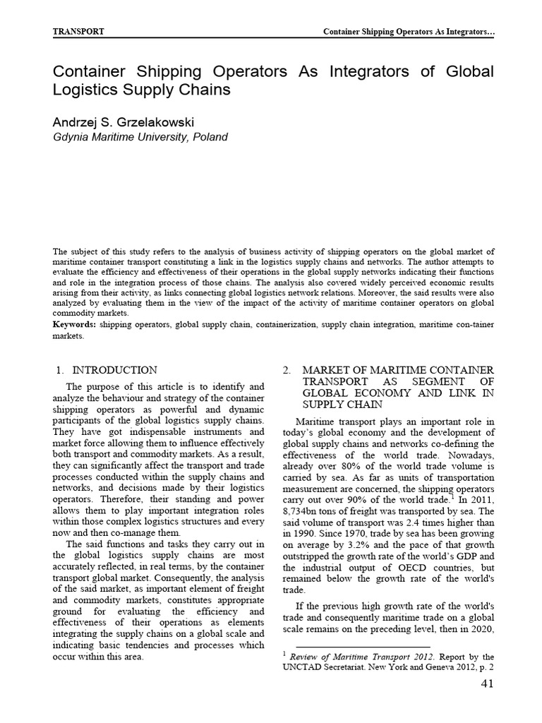 Container Shipping's Role in Global Logistics | PDF | Containerization ...