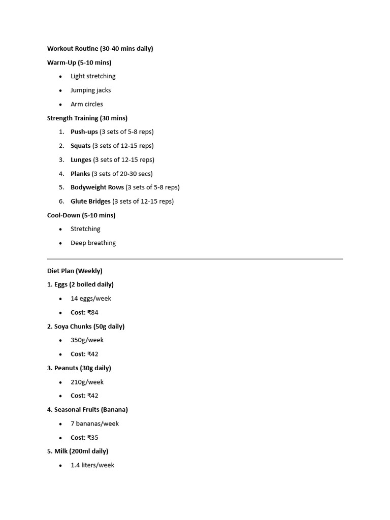 30-Minute Daily Workout & Diet Plan | PDF