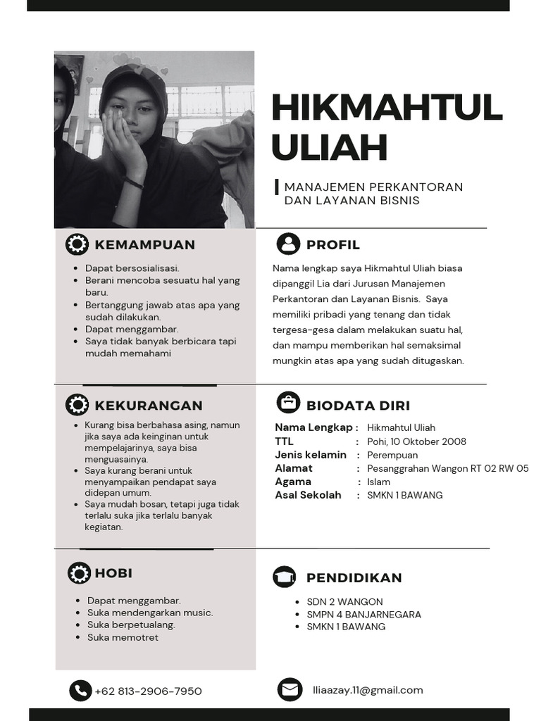 Profil Pribadi Hikmahtul Uliah | PDF