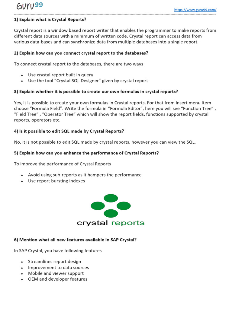 Crystal Report Questions Pdf Databases Sql