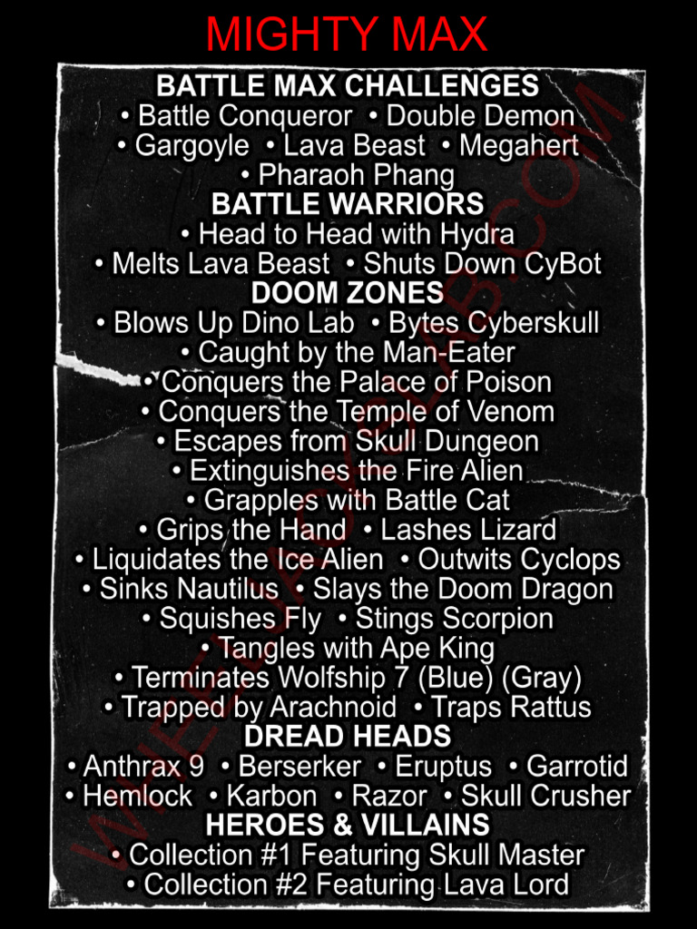 Mighty-Max-Toy-Checklist | PDF