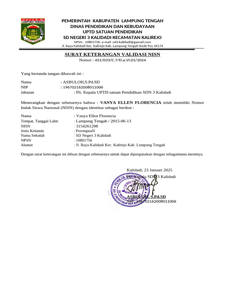 VALIDASI NISN | PDF