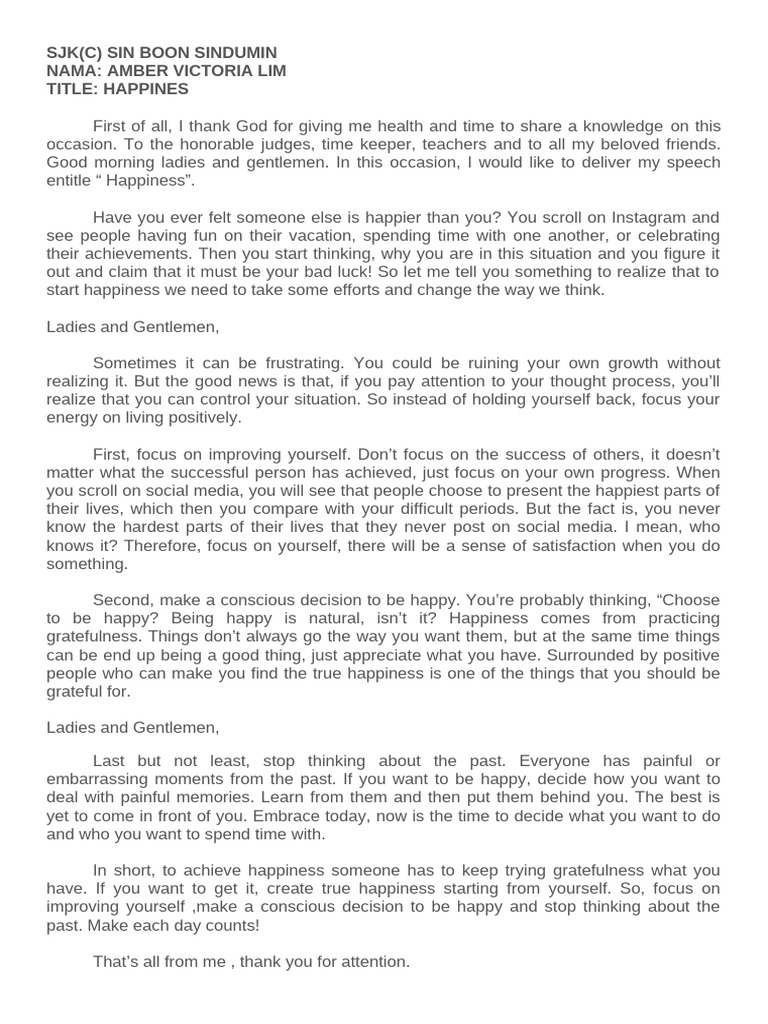 SCRIPT AMBER | PDF | Happiness