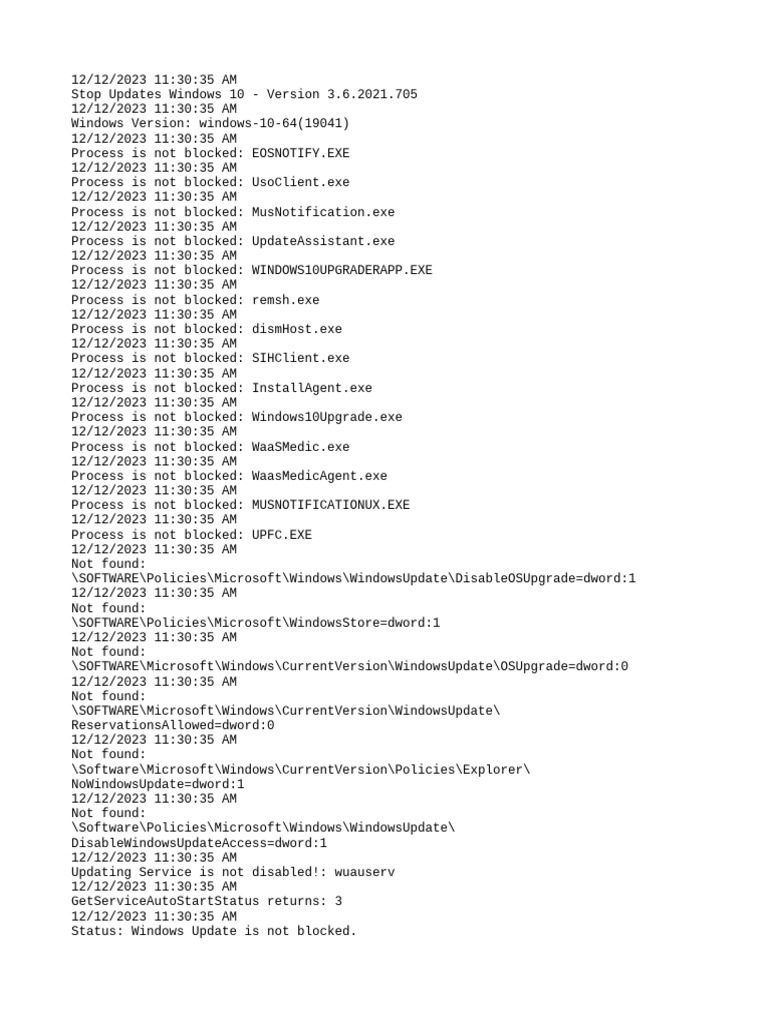 Stop Updates 10 Log | PDF