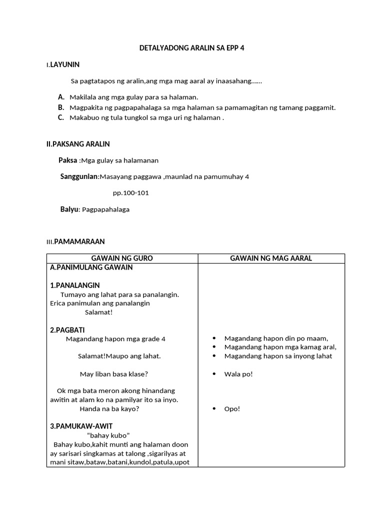 DETALYADONG ARALIN SA EPP 4 Jerrymae | PDF