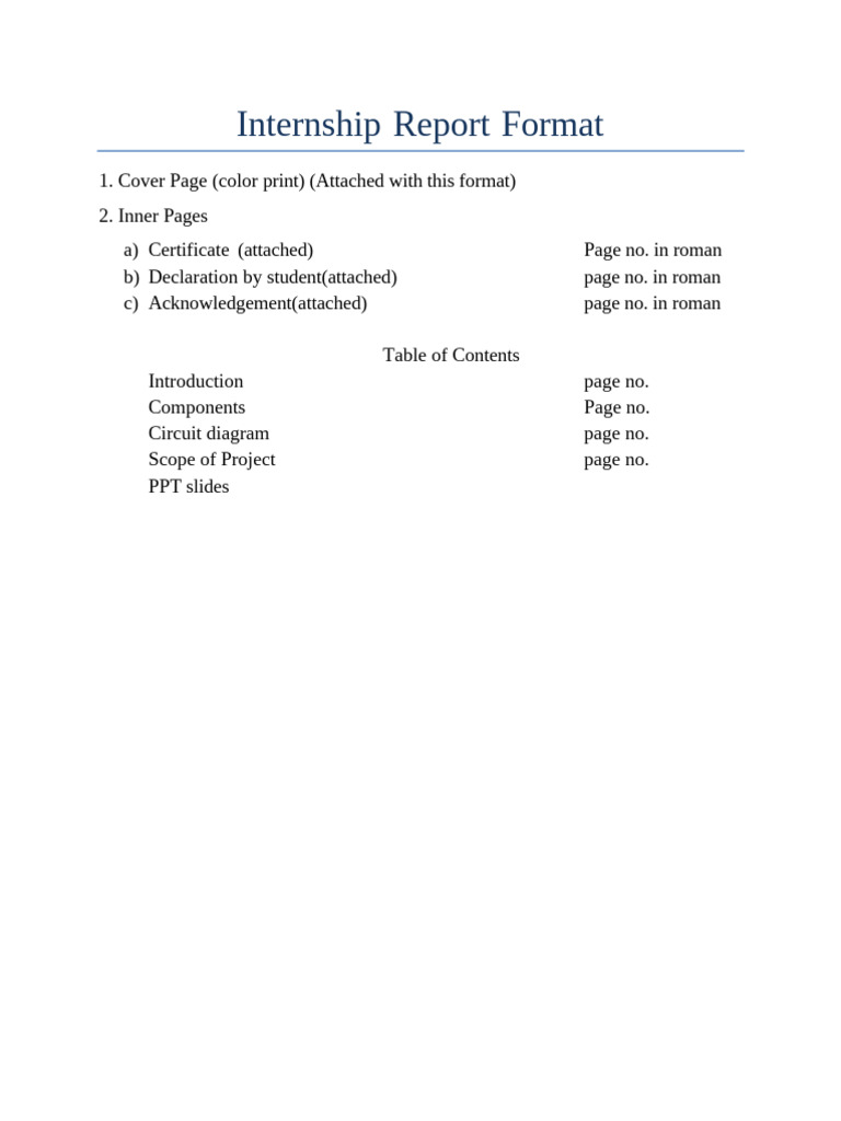 Internship Report Format 3rd Sem | PDF