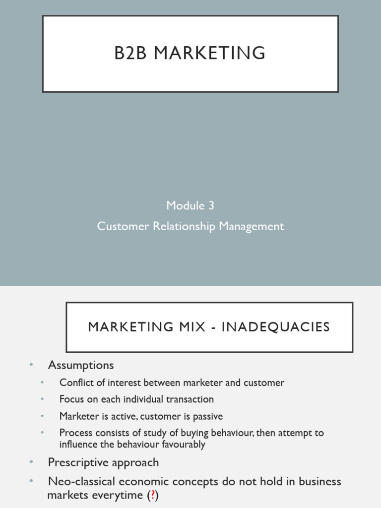 B2B - Module3 Till Session 6 | PDF | Marketing | Customer Experience