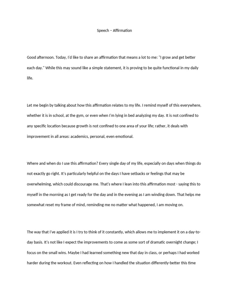 Speech Affirmation | PDF