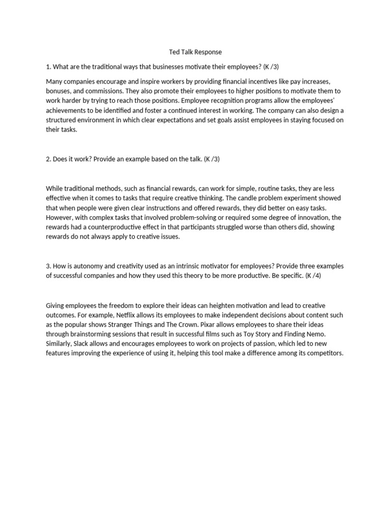 Ted Talk Response | PDF