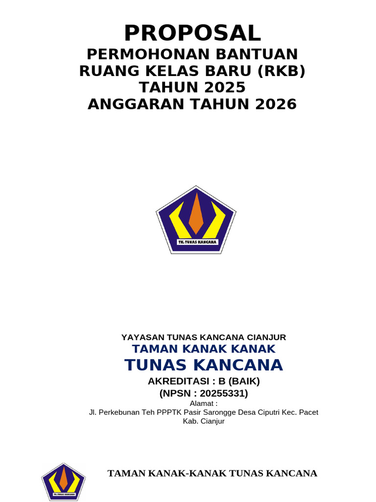 Proposal RKB TK Tunas Kancana 2025 | PDF