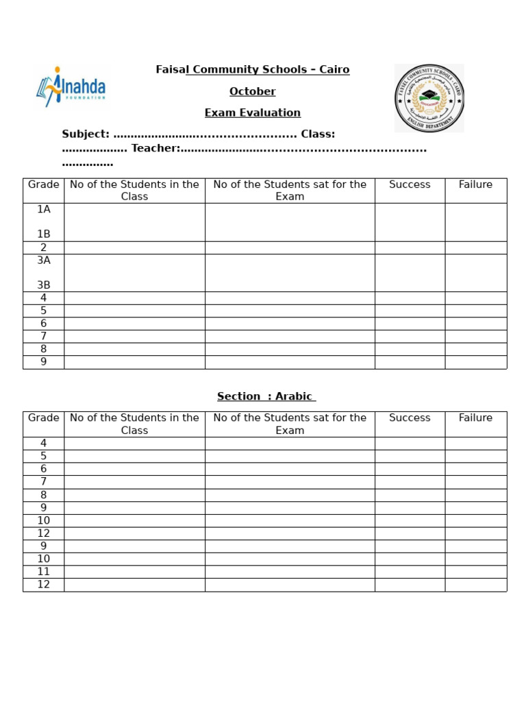 Exam Evaluation Form | PDF