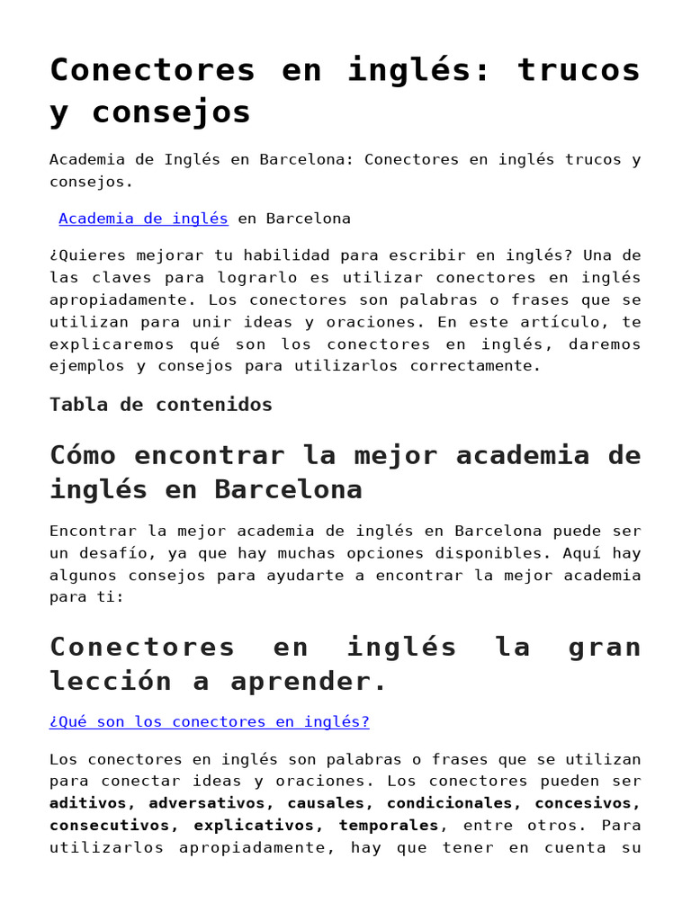 Conectores Ingles | PDF | Lingüística