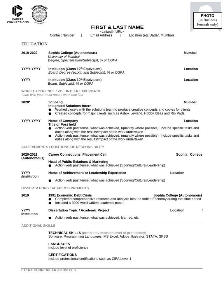 Resume Template - Final Placements | PDF