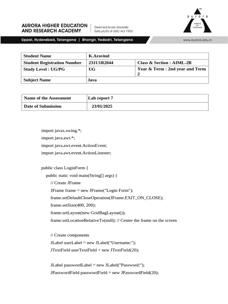 Java GUI Applications Lab Report 7 | PDF | Software Engineering | Computing