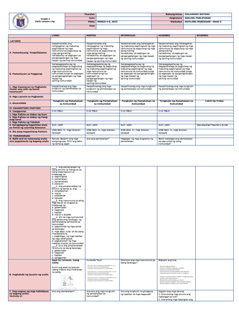Q3-WEEK6-DLL-AP 2 | PDF