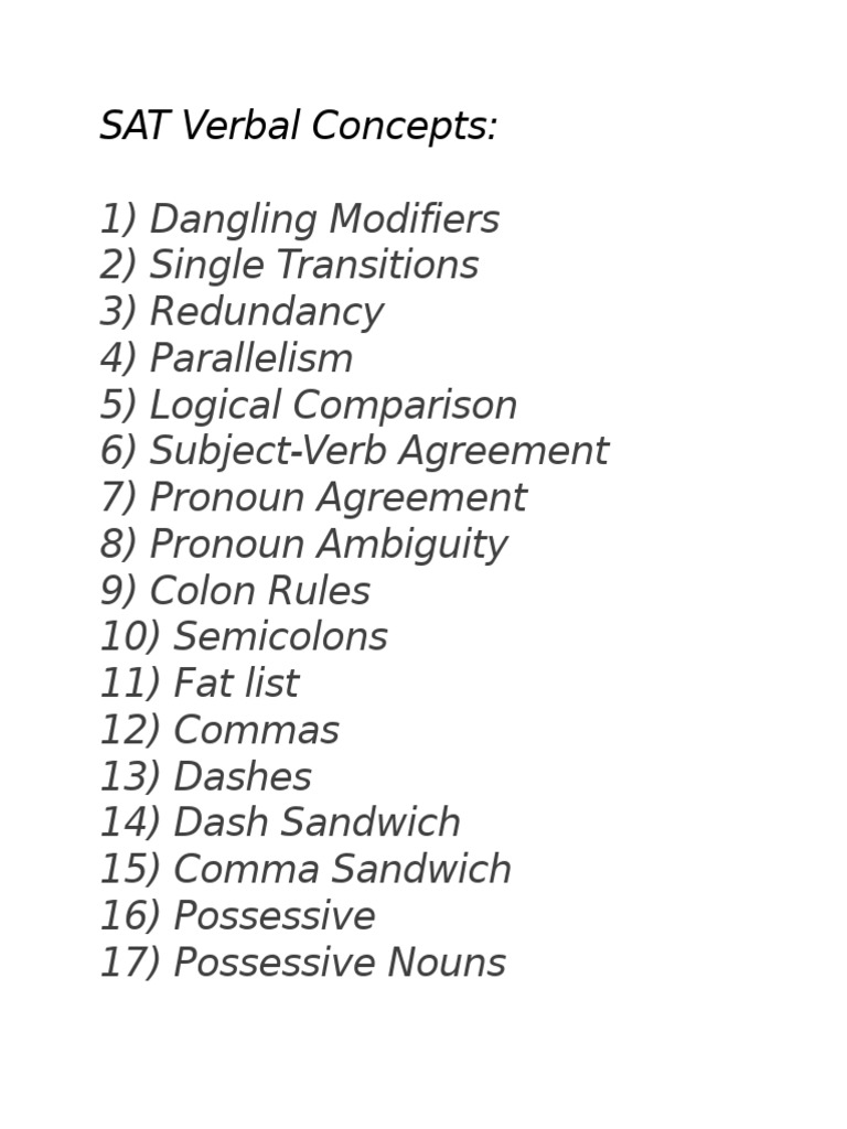 SAT Verbal Concepts | PDF