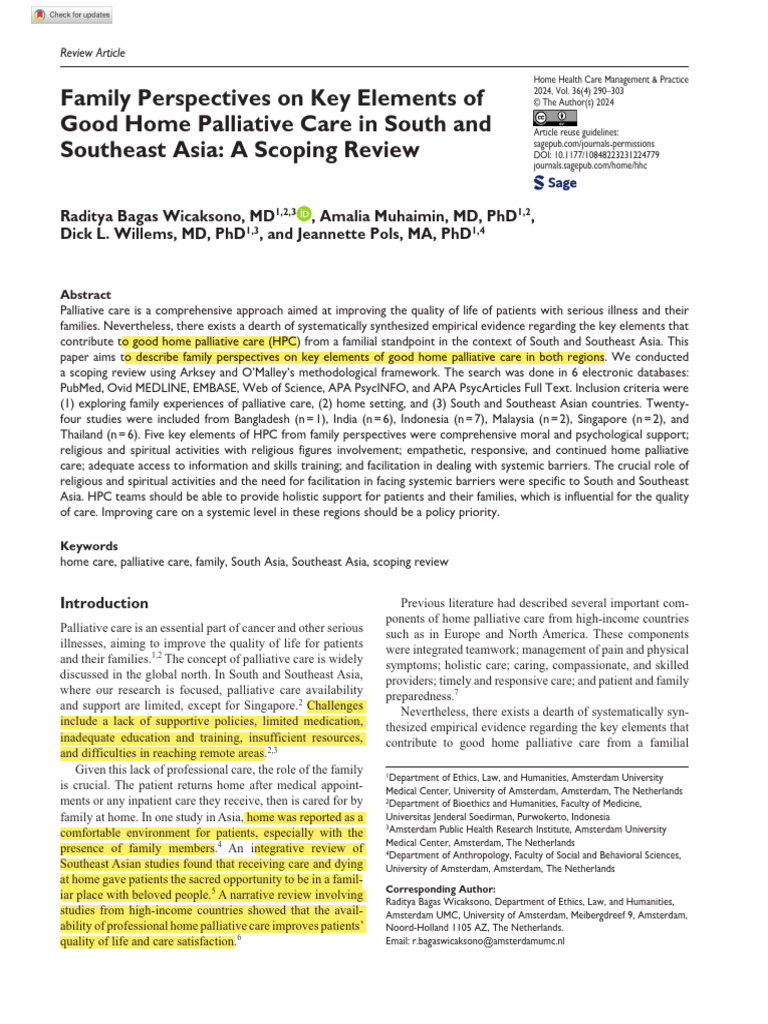 Family Perspective On Key Element Good HPC | PDF | Palliative Care | Terminal Illness