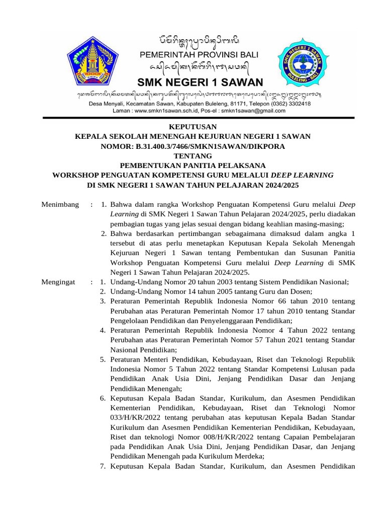 Draft SK WORKSHOP DES 2024 | PDF