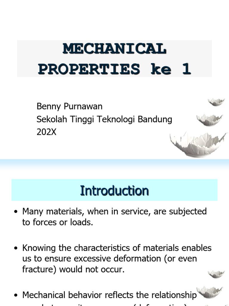 04 Mechanicalprop (Sifat Mekanik Dan Pengujian) Ke 1 | PDF | Deformation (Engineering ...