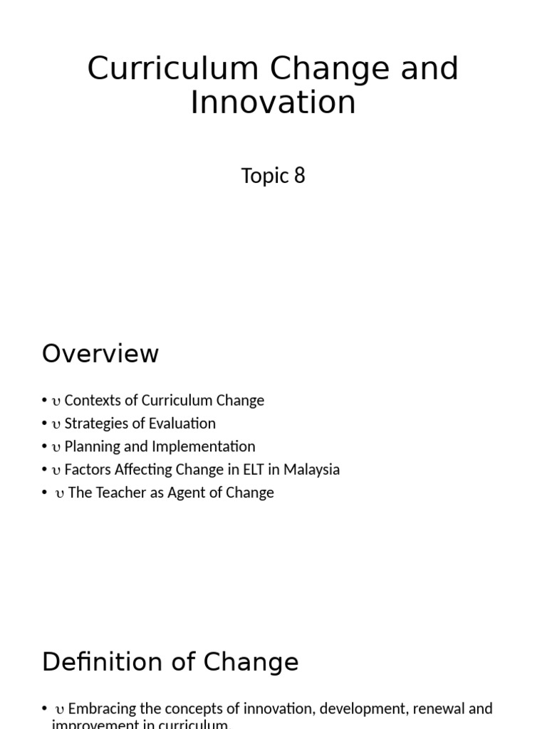 Curriculum Change and Innovation | PDF | Curriculum | Innovation