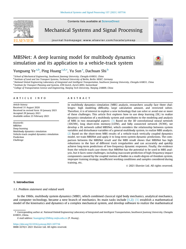 A Deep Learning Model For Multibody Dynamics | PDF | Deep Learning | Mathematical Model