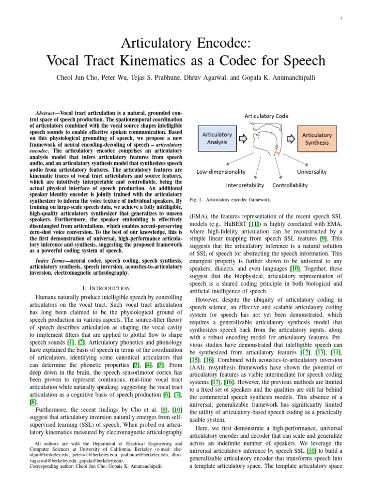 Articulatory Codec for Speech Synthesis | PDF | Phonetics | Speech