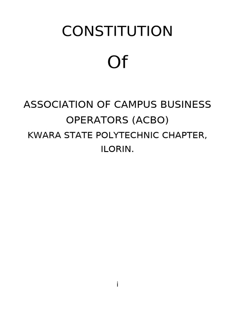 ACBO Constitution for Kwara Polytechnic | PDF | United States Congress ...