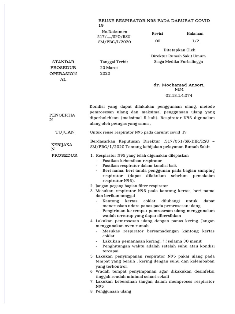 sop-re-use-masker-n95 | PDF